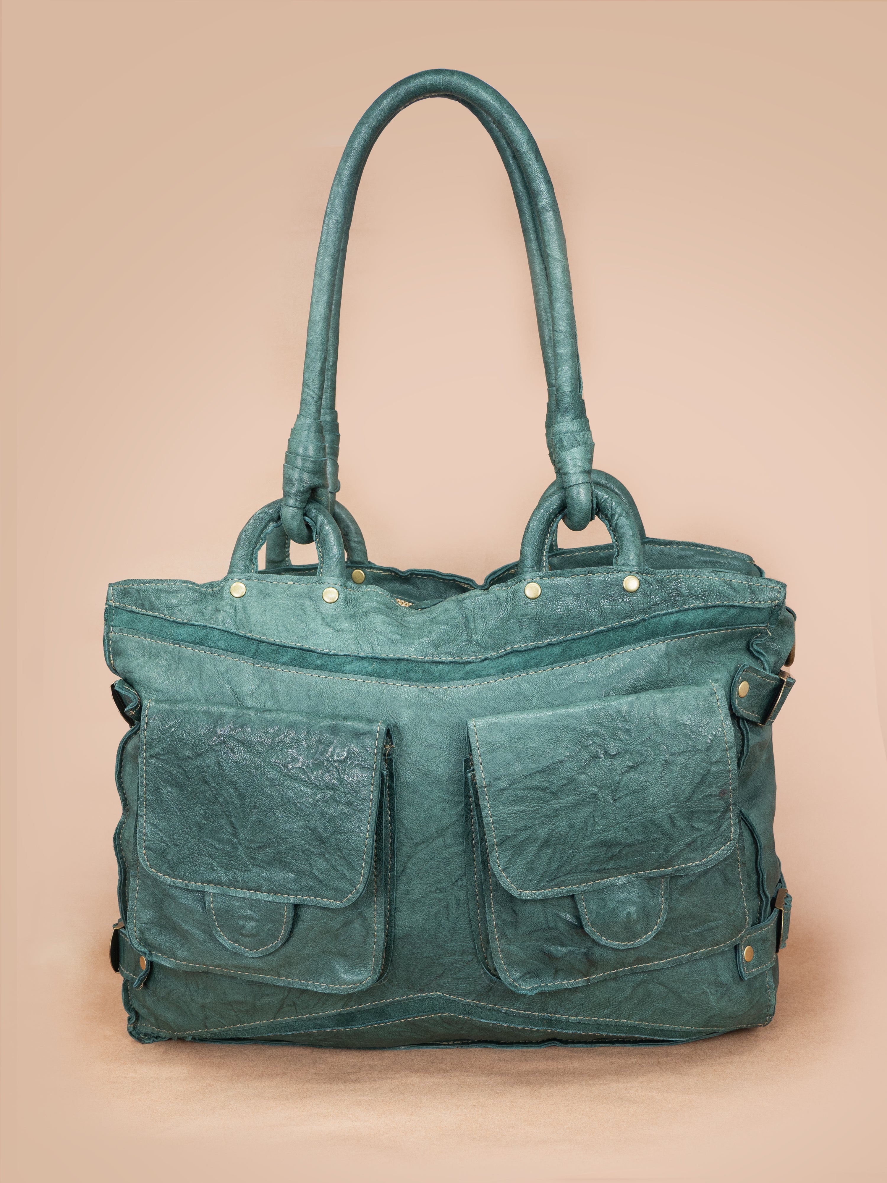 Large Handmade Lambskin Leather Prosperity Handbag | Giving Bracelets
