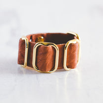 Fancy Cuff Leather Bracelet With Gold Buckles | Giving Bracelets