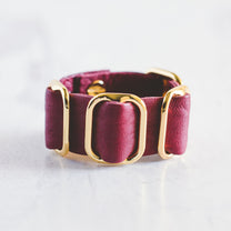 Fancy Cuff Leather Bracelet With Gold Buckles | Giving Bracelets