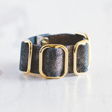 Fancy Cuff Leather Bracelet With Gold Buckles | Giving Bracelets