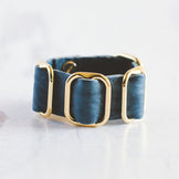 Fancy Cuff Leather Bracelet With Gold Buckles | Giving Bracelets