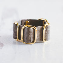Fancy Cuff Leather Bracelet With Gold Buckles | Giving Bracelets