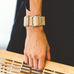 Fancy Cuff Leather Bracelet With Gold Buckles | Giving Bracelets
