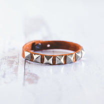 Pyramid Studded Genuine Leather Rockstar Bracelet | Giving Bracelets