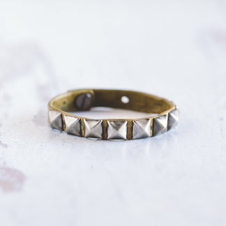 Pyramid Studded Genuine Leather Rockstar Bracelet | Giving Bracelets