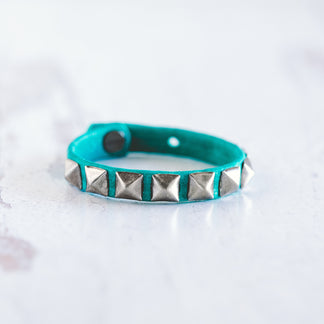 Pyramid Studded Genuine Leather Rockstar Bracelet | Giving Bracelets