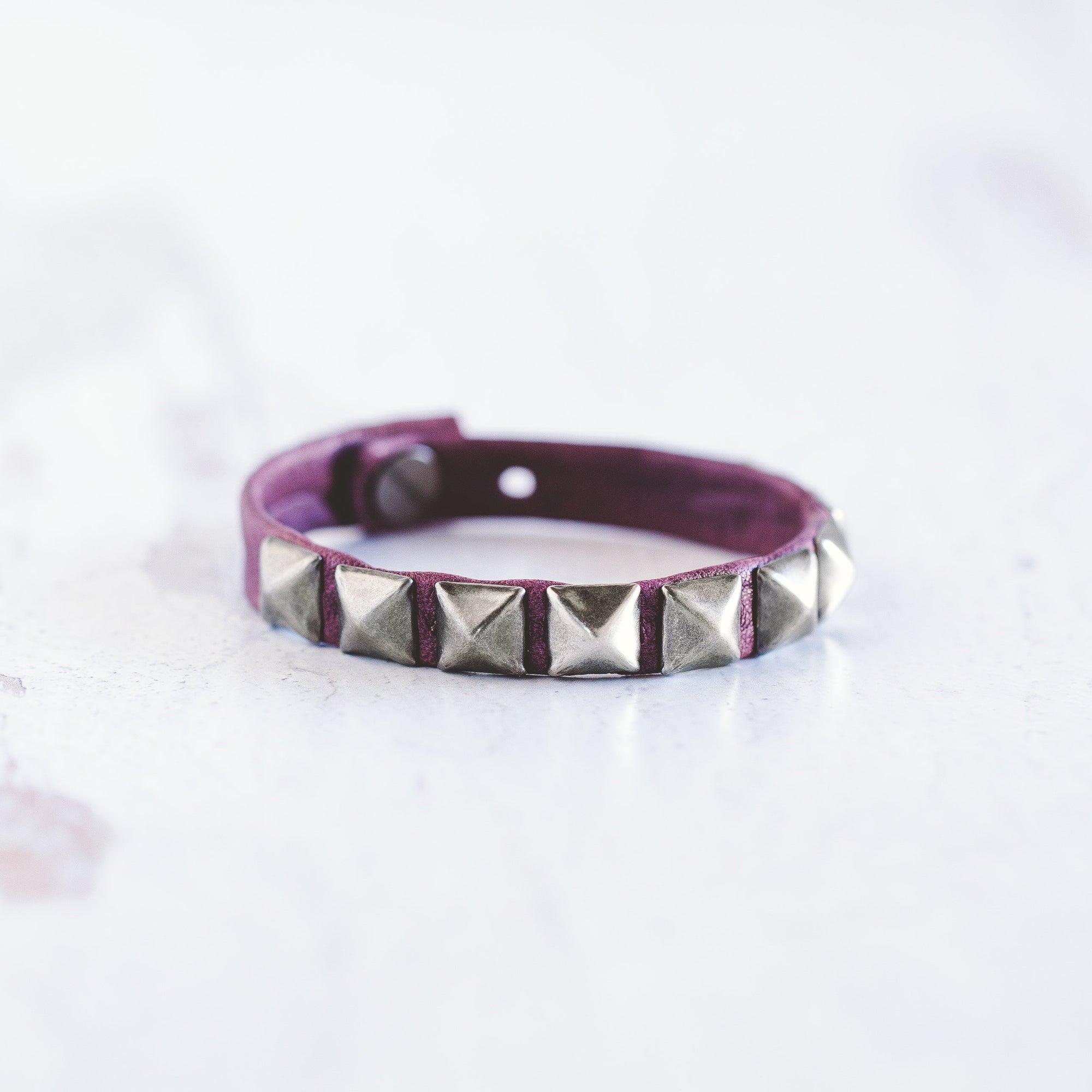 Pyramid Studded Genuine Leather Rockstar Bracelet | Giving Bracelets