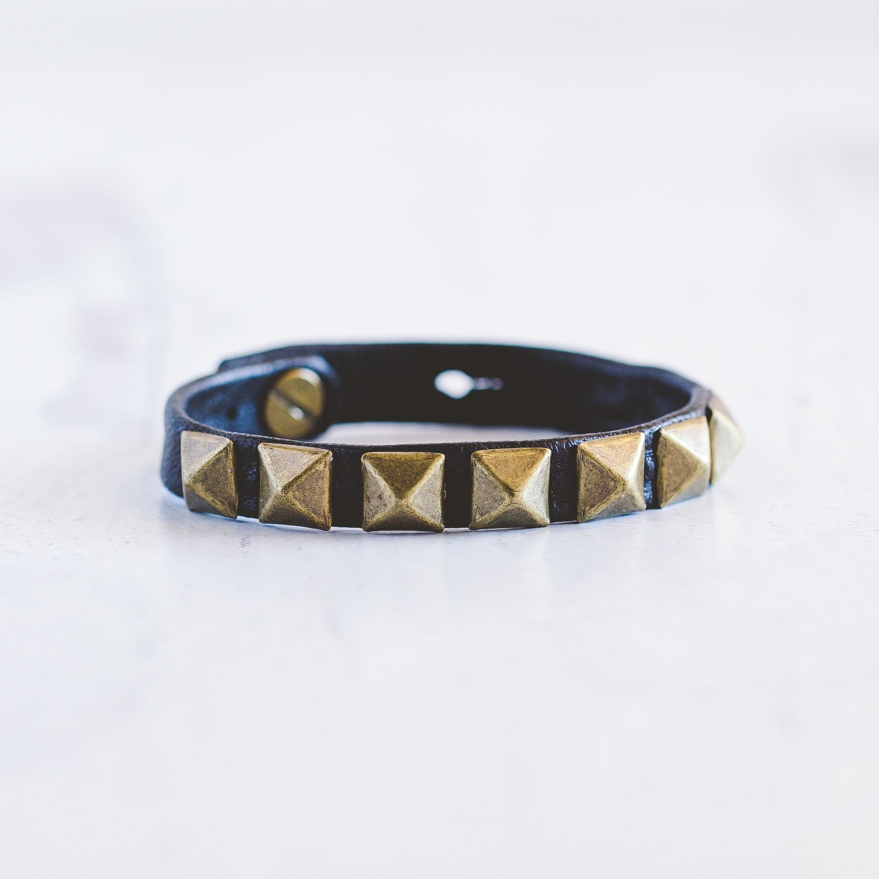 Studded Bracelets - Pyramid Stud Leather Bracelet | Giving Bracelets